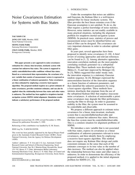 pdf noise covariances estimation for systems with bias states
