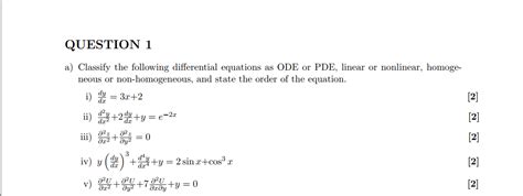 solved question 1 a classify the following differential