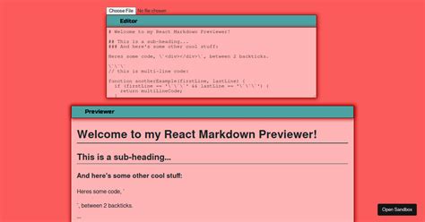 Fcc Simple React Markdown Previewer Codesandbox