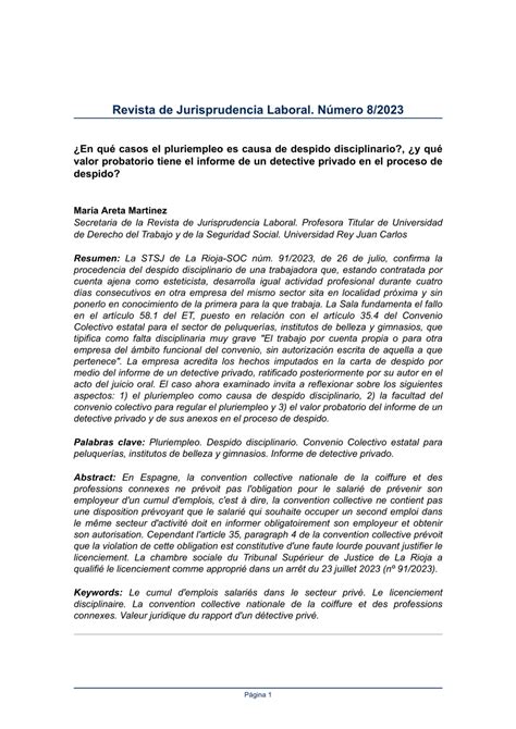 PDF En qué casos el pluriempleo es causa de despido disciplinario