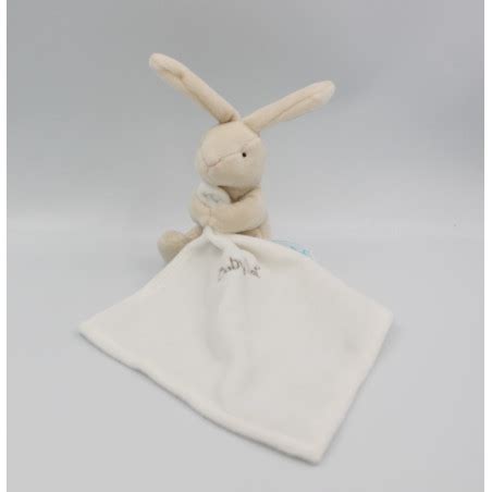 Doudou Lapin blanc écru mouchoir Naturel Baby nat