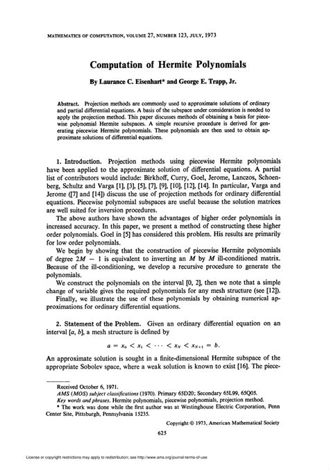 pdf computation of hermite polynomials