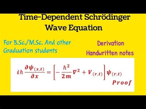 Time Dependent Schrodinger Wave Equation Derivation Of Time Dependent