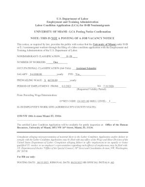 Fillable Online Lca Posting Notice Confirmationsimmons Internal Fax