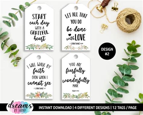 Bible Verses Hang Tags Encouragement Gift Tags Christian Tags