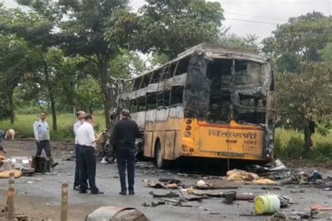 11 Dead After Bus Hits Truck Catches Fire In Nashik PM Maharashtra