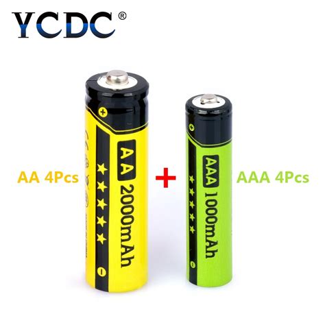Ycdc Pcs Aa Aaa Rechargeable Batteries V Ni Mh Mah Aaa
