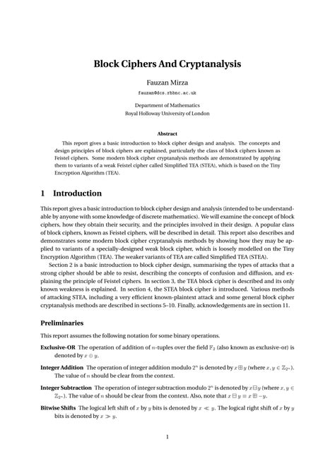 pdf block ciphers and cryptanalysis