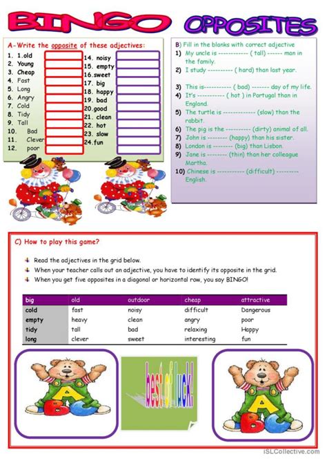 Adjectives Opposites General Gramm English Esl Worksheets Pdf Doc