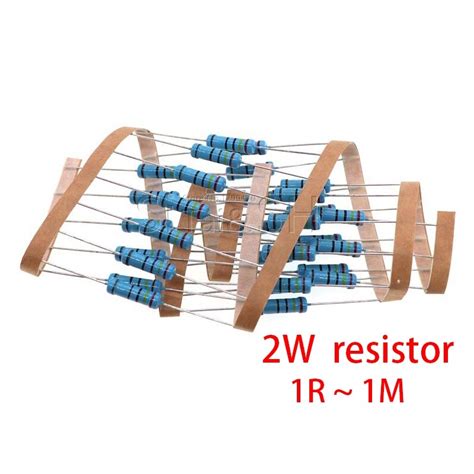 20pcs 2W Metal Film Resistor 1 1R 1M 2 2R 4 7R 10R 22R 47R 100R 220R