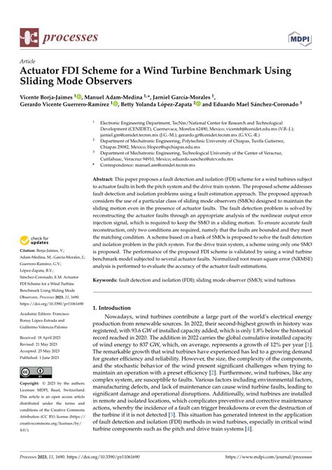 pdf actuator fdi scheme for a wind turbine benchmark using sliding mode observers