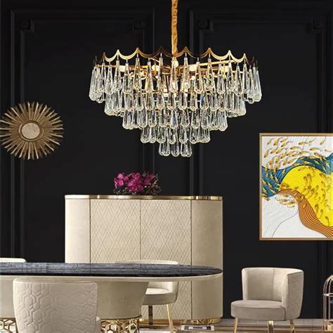 Sıcak Modern LED Kristal Avize Yuvarlak Salon Kristal Kolye Işıkları