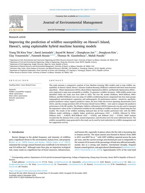 pdf improving the prediction of wildfire susceptibility on hawai i island hawai i using