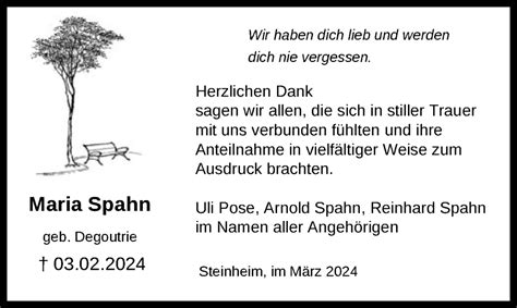 Traueranzeigen Von Maria Spahn Trauer Op Online De