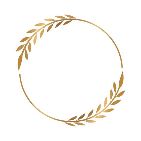 A Gold Circle Frame With Leaves On It
