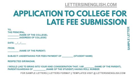 How To Write Application To College Principal For Late Fees Submit
