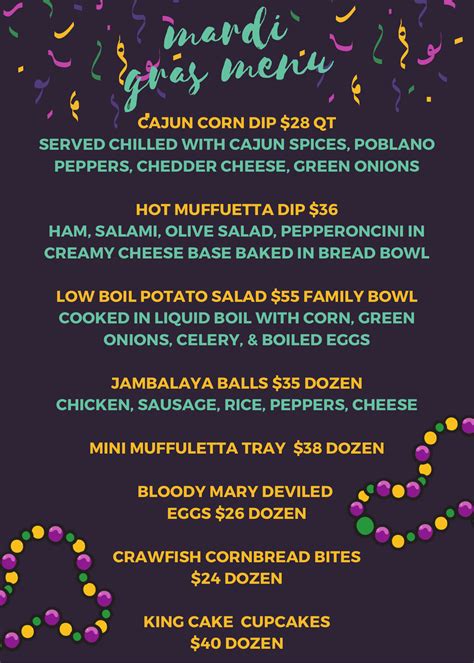 Mardi Gras Menu Eat Drink Love