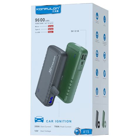 Power Bank Konfulon A15 9600 mAh Car Ingiter 12V Black купити в