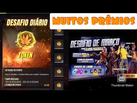 COMO PEGAR TOKEN FOLHA DE BORDÔ NO FREE FIRE EVENTO DESAFIO DE MARÇO