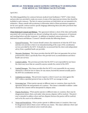 Fillable Online MEDICAL TOURISM ASSOCIATION CONTRACT GUIDELINES Fax