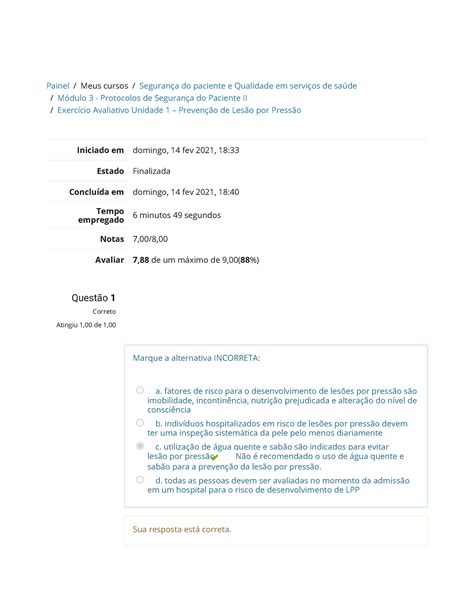 Exerc Cio Avaliativo Unidade Preven O De Les O Por Press O