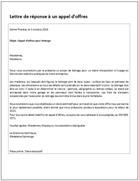 Modèle Word de réponse pour appel d offre