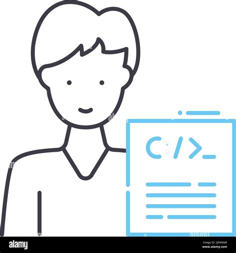 Programmer Line Icon Outline Symbol Vector Illustration Concept Sign