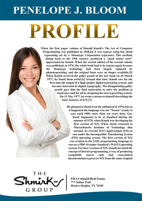 Real Estate Agent Bio Template Printable Word Searches