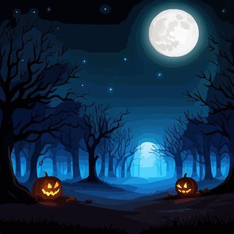 Ilustraci N Vectorial Calabaza De Halloween Fondo Nocturno Espeluznante