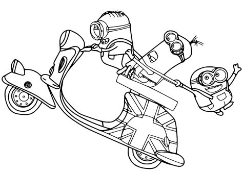Malvorlage Minions Auf Dem Motorrad Kostenlose Malvorlagen Zum
