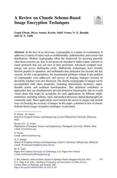 pdf a review on chaotic scheme based image encryption techniques