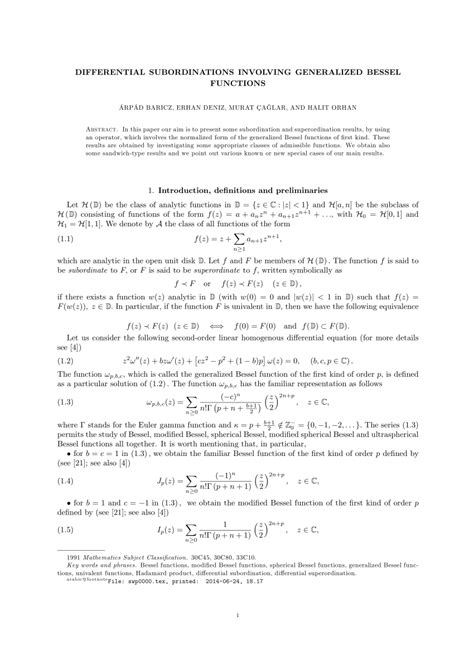 pdf differential subordinations involving generalized bessel functions