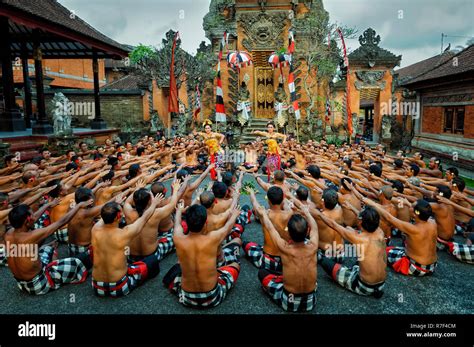 Performance Of The Balinese Kecak Dance Ubud Bali Indonesia Stock