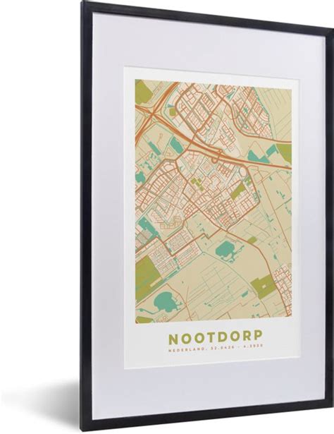 Fotolijst Incl Poster Stadskaart Plattegrond Vintage Nootdorp