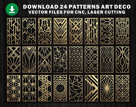 24 Patterns Of Art Deco For Decorative Partitions Panel Etsy Gold