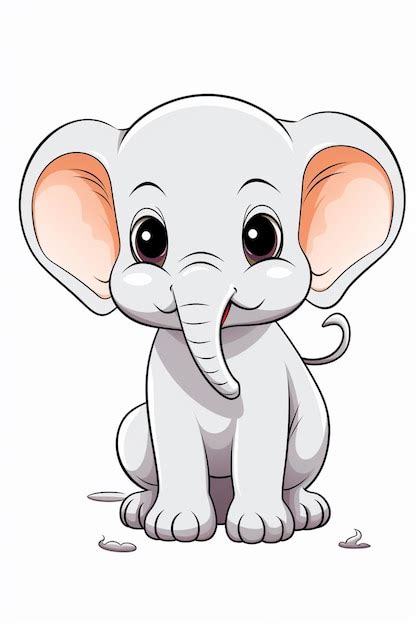 Elefante De Dibujos Animados Sentado Con La Trompa Levantada Ai