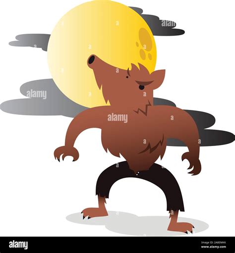 Werewolf Howling At The Moon Vector Cartoon Illustration Stock Vector