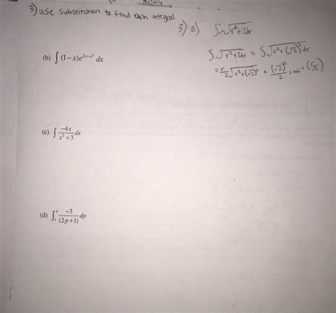 solved use substitution to find each integral integral 1