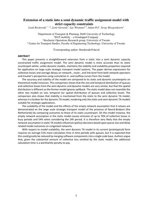 pdf extension of a static into a semi dynamic traffic assignment model with strict capacity
