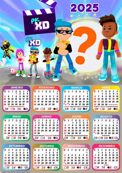 Calendário 2025 PK XD Montagem Grátis Online Colagem de Foto