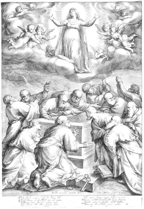 Assumption Of Mary By Jacob Matham Catholic Coloring Page