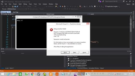 Lỗi Debug Assertion Failed khi chạy chương trình trên Visual Studio