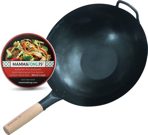 Amazon Craft Wok Big 16 Inch Heavy Hand Hammered Carbon Steel Pow