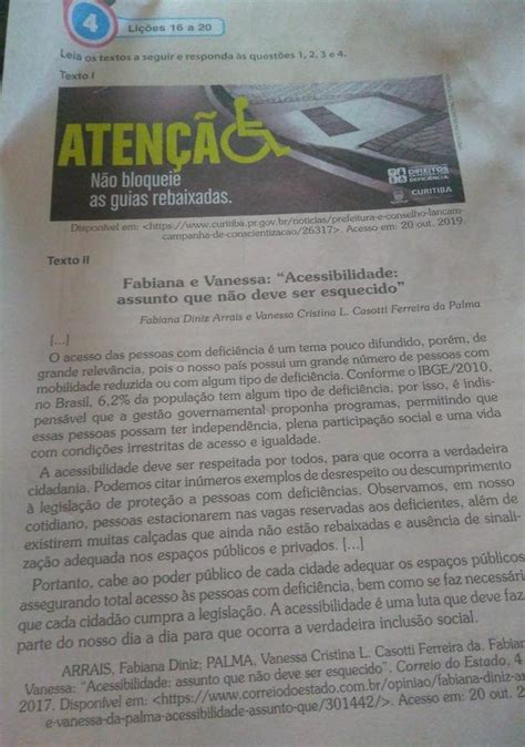 12 base na leitura dos textos é possível concluir que A apenas o