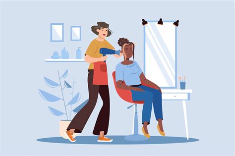 Beauty Salon Blue Concept With People Scene