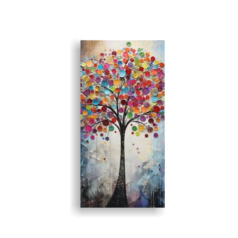 Cuadro Estilo Galería Árbol En Colores Vibrantes Y Plateados DecoCuadros