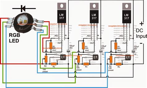 Simple RGB LED Color Mixer Circuit Using LM317 IC Homemade Circuit