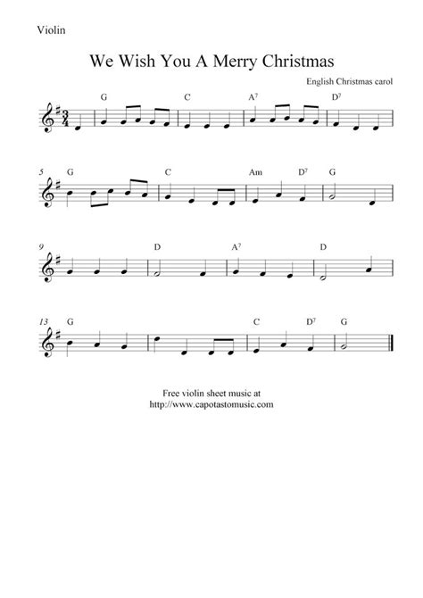 We Wish You A Merry Christmas Free Christmas Violin Sheet Music Notes