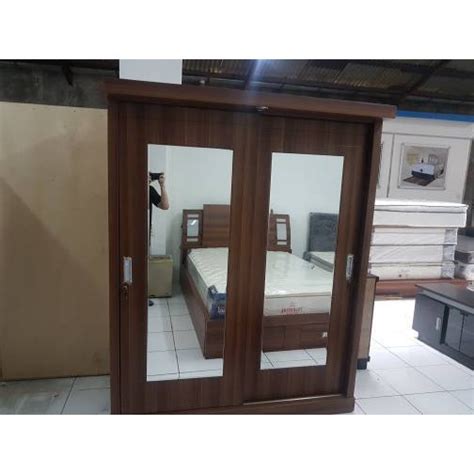 Jual Lemari Pakaian Cermin Sliding 2 Pintu Jumbo Lemari Block Teak