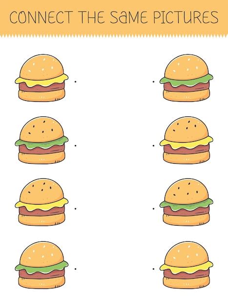 Conecta el mismo juego de imágenes con una linda hamburguesa de dibujos